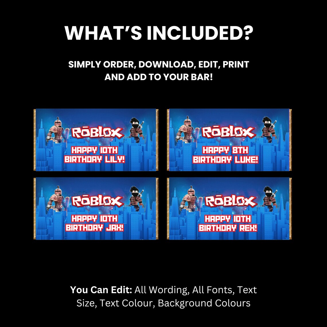 Roblox Chocolate Bar Wrapper, Birthday Party Favor (digital Download ...
