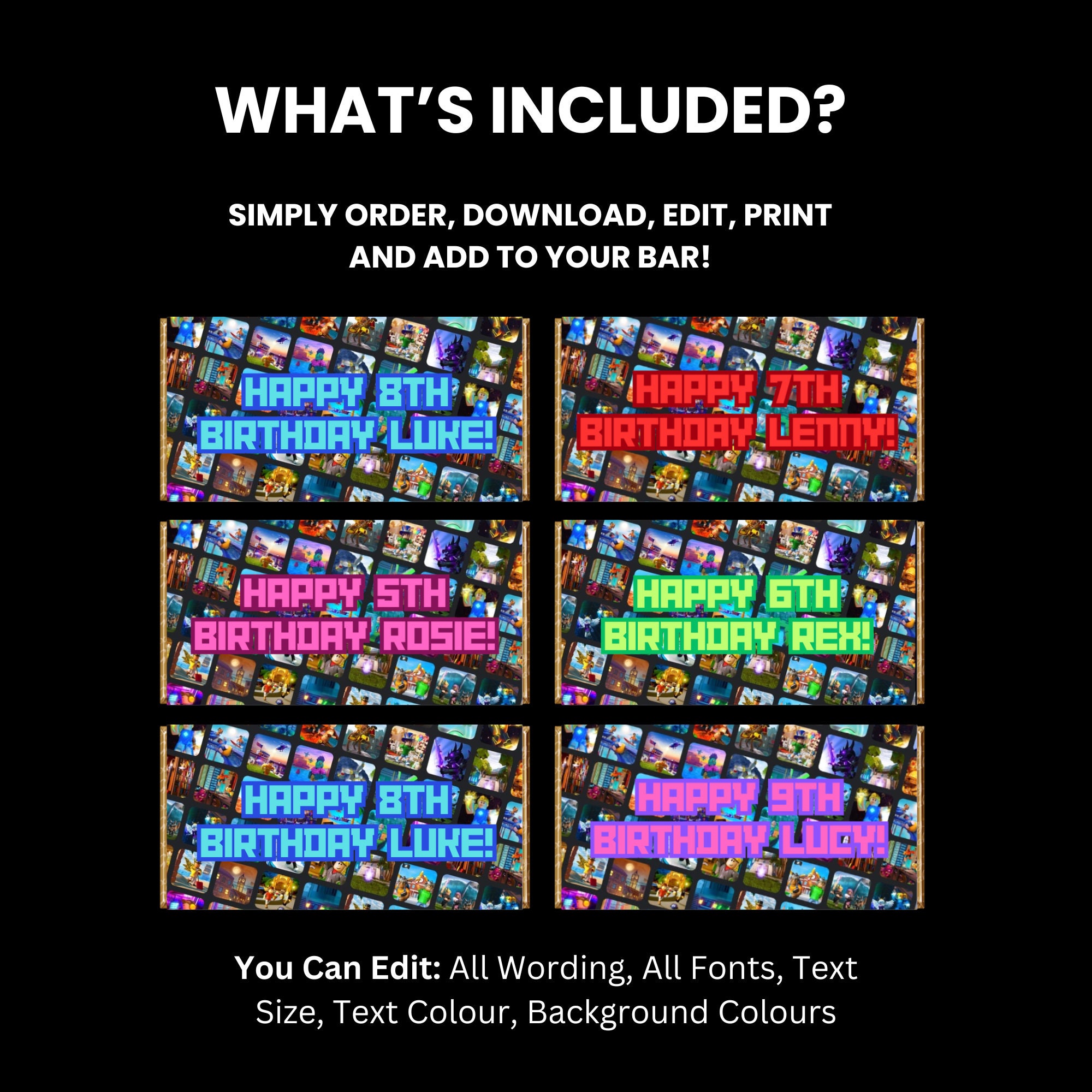Roblox Inspired Chocolate Bar Wrappers, Birthday Gift, Party Decor ...