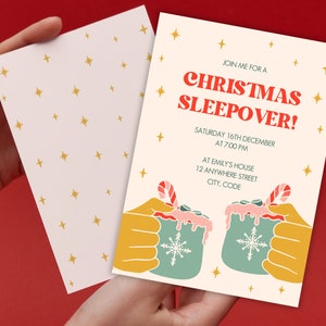 Editable Christmas Sleepover Pajama Party Invitation Template - Etsy