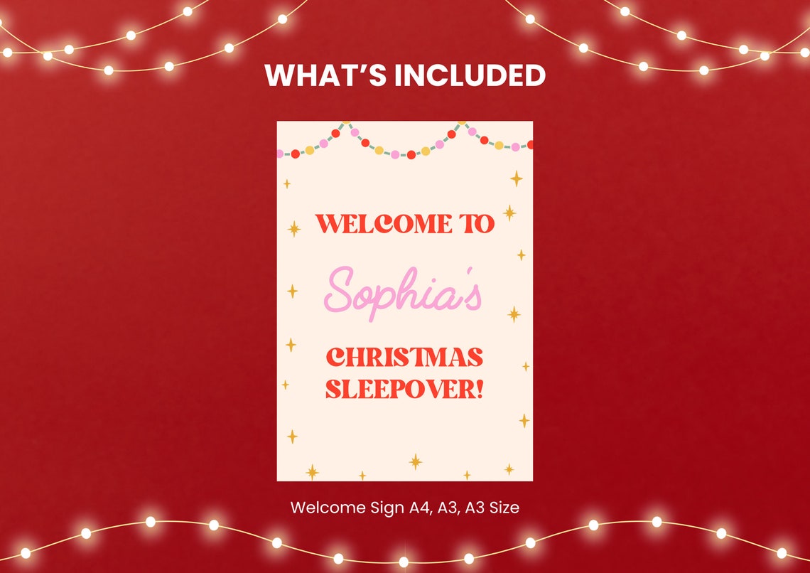 Printable Christmas Sleepover Welcome Sign Christmas Theme - Etsy