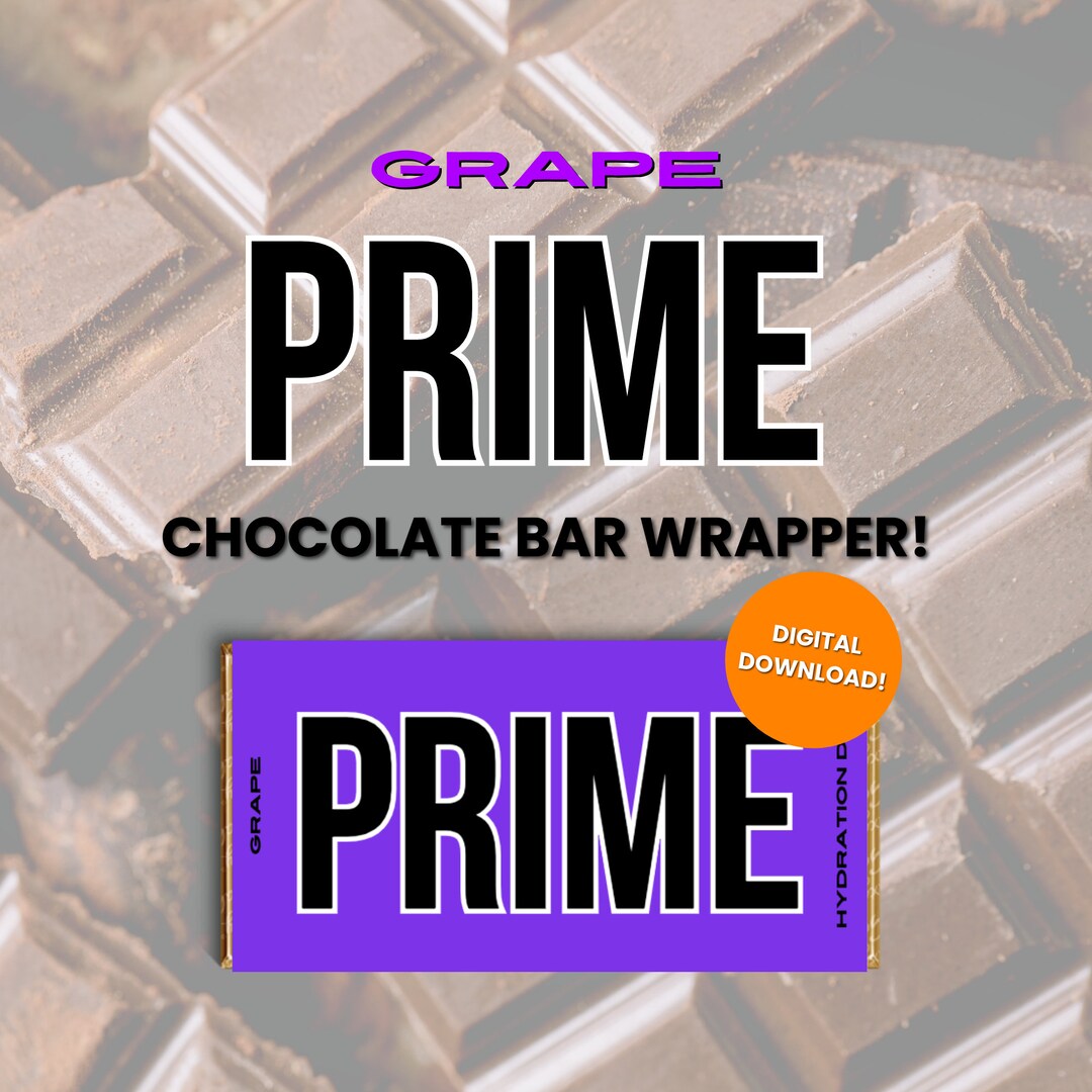 Grape Prime Hydration Chocolate Bar Wrapper, Birthday Gift, Party Decor ...