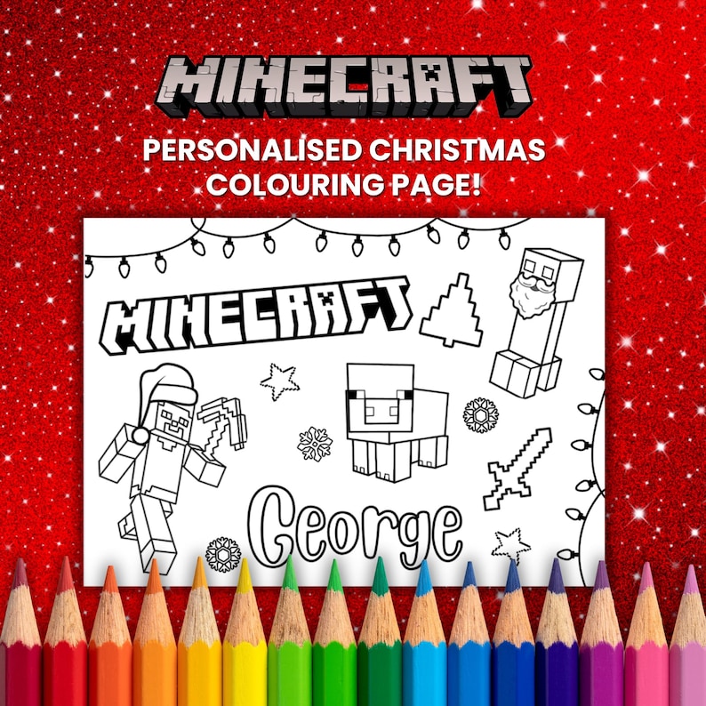 Personalised Minecraft Colouring Page, Instant Download, Printable ...