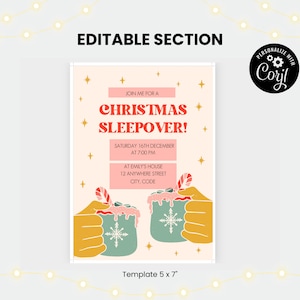 Editable Christmas Sleepover Pajama Party Invitation Template - Etsy