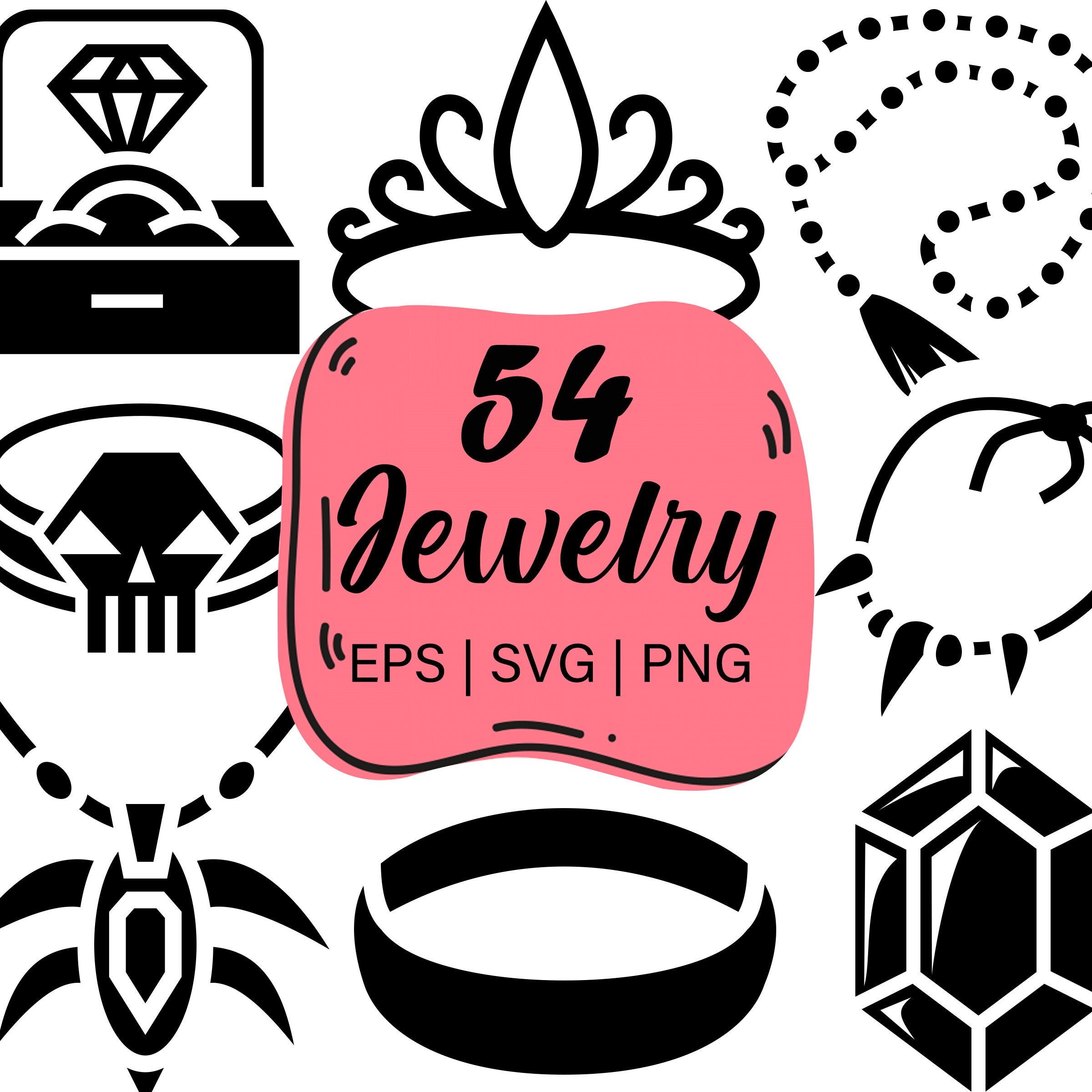 54 Jewelry Svg Fashion Women Svg Bundle Earring Ring Necklace Svg ...