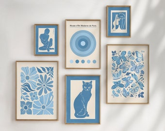 Blue Gallery Wall Set of 6, Light Blue Wall Art, Matisse Prints, Modern Wall Decor, Blue Prints ...