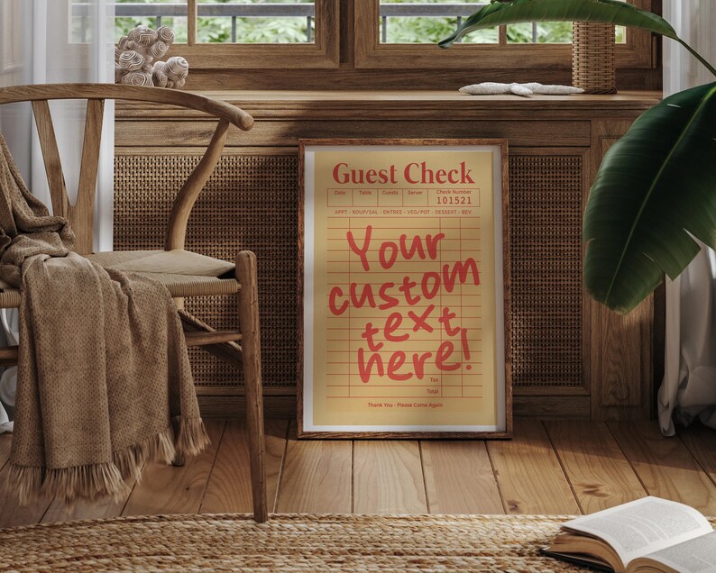 Custom Guest Check Art Print, Custom Gift Wall Art, Guest Check Print ...