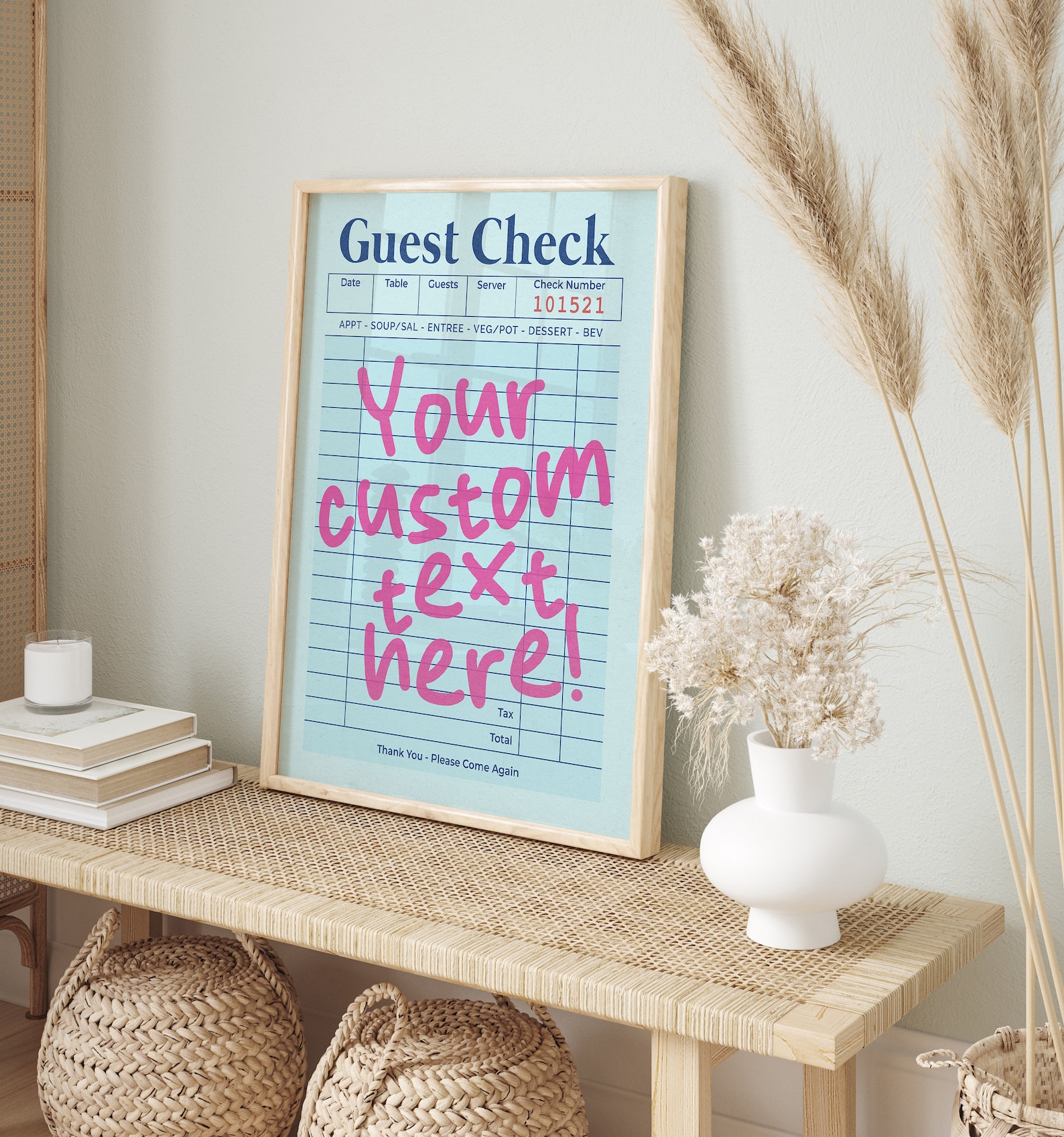 Custom Guest Check Art Print, Custom Gift Wall Art, Guest Check Print ...