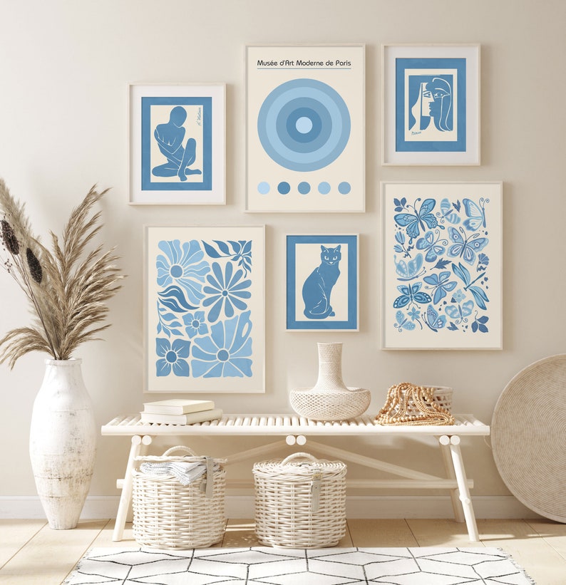Blue Gallery Wall Set of 6, Light Blue Wall Art, Matisse Prints, Modern ...