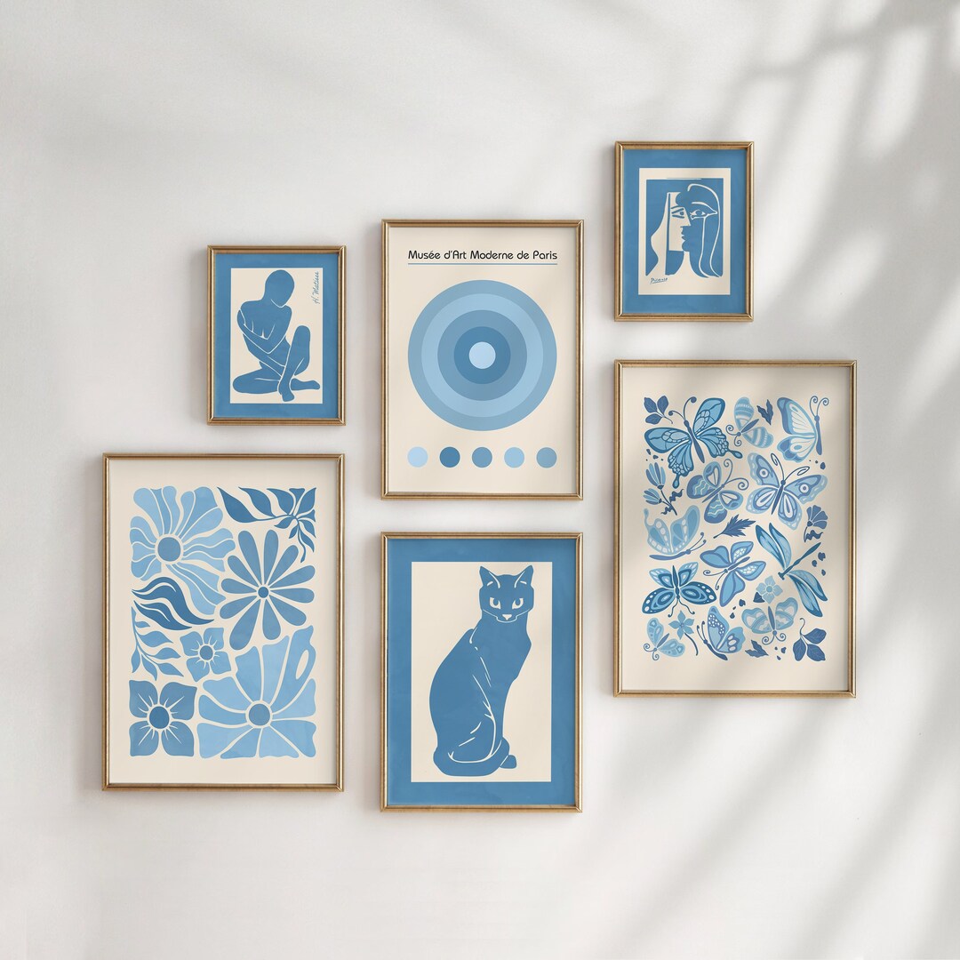 Blue Gallery Wall Set of 6, Light Blue Wall Art, Matisse Prints, Modern ...