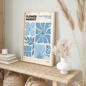 Blue Flower Market Set of 3, Blue Gallery Wall Set of 3 Piece Wall Art ...