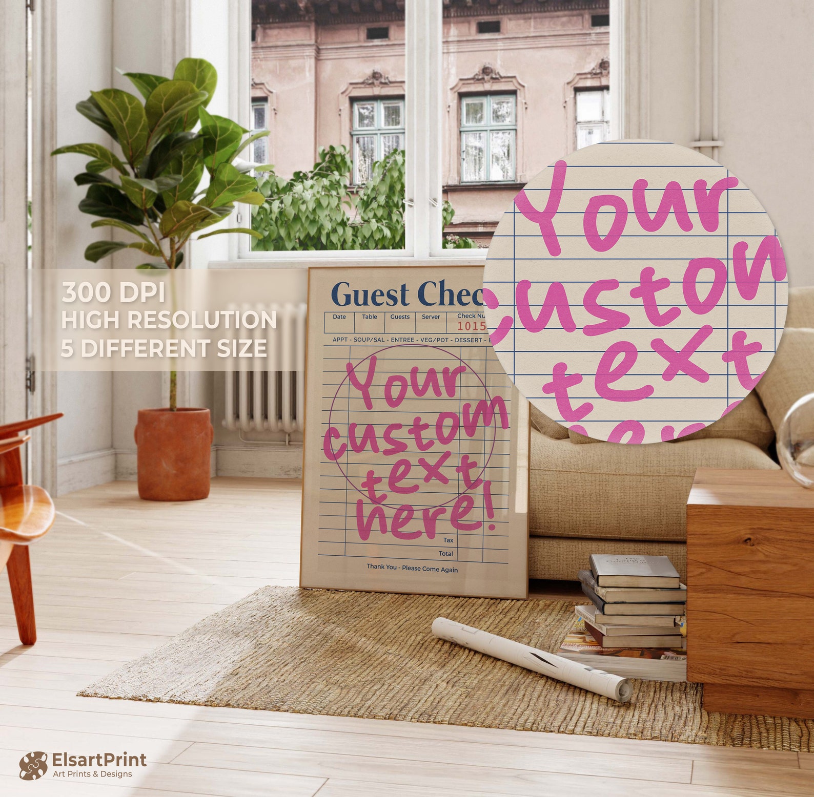Custom Guest Check Art Print, Custom Gift Wall Art, Guest Check Print ...