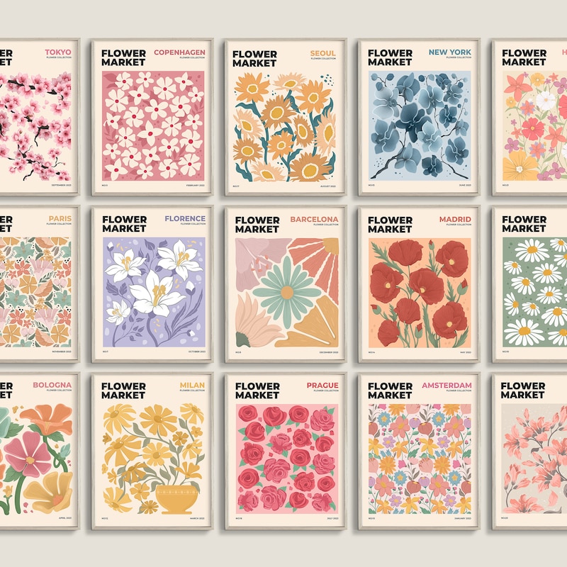 Flower Market Poster - Etsy