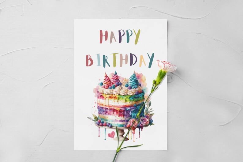 Happy Birthday Printable Card, Instant Download Birthday Greeting, Easy ...