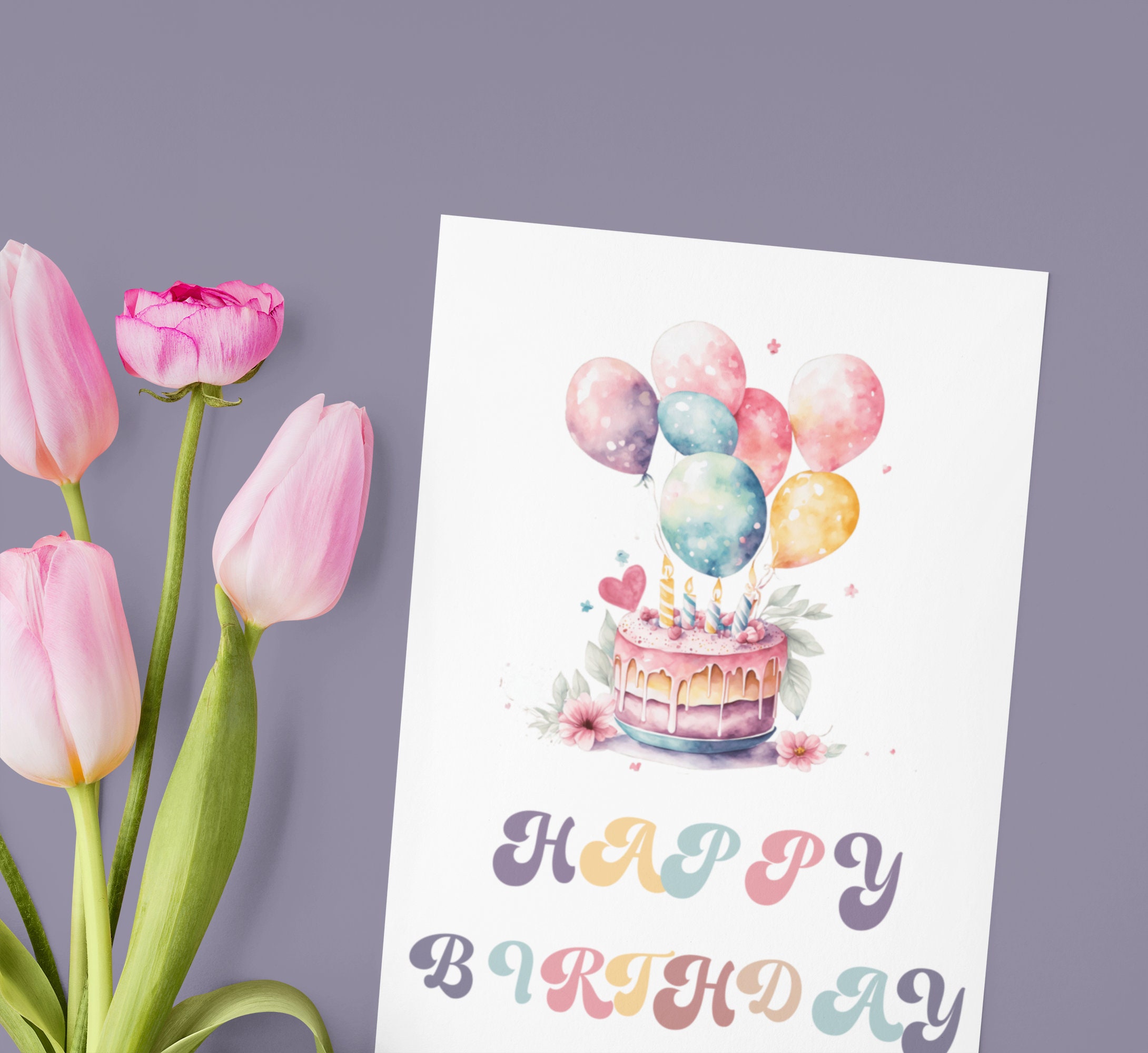 Happy Birthday Printable Card, Instant Download Birthday Greeting, Easy ...