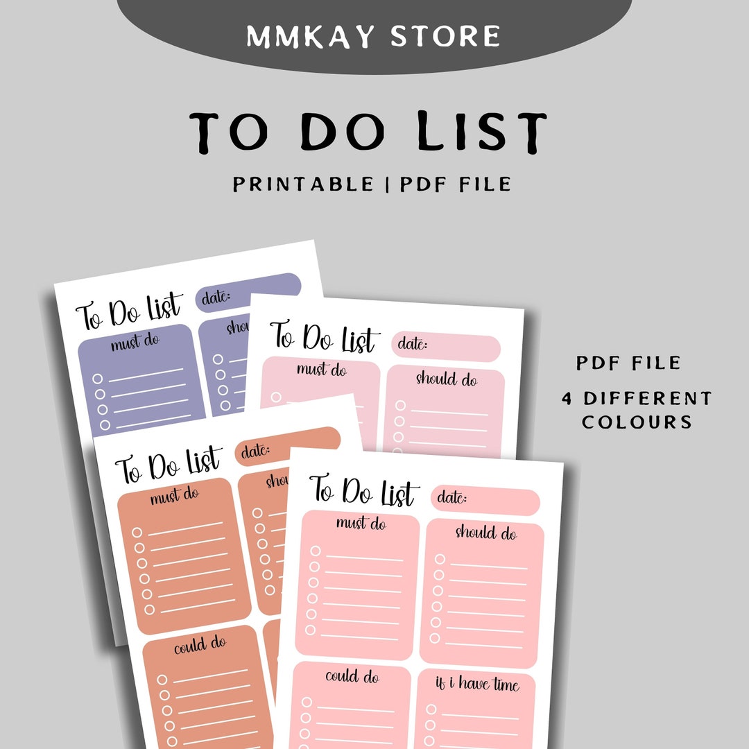 Printable to Do List, Daily & Weekly Task Organizer PDF, Print at Home ...