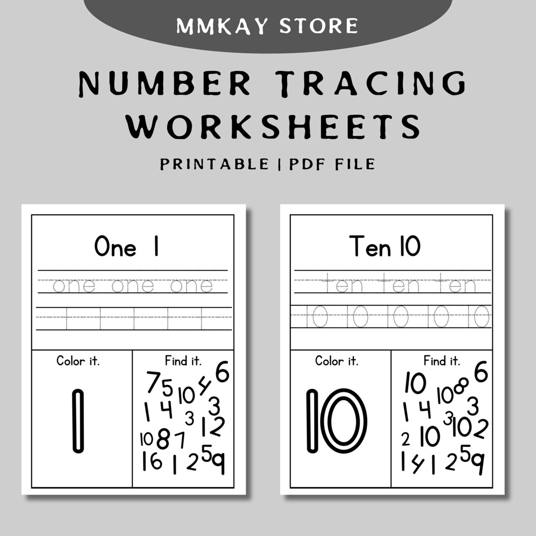 Number Tracing Printable 1-10, Fun Preschool Worksheets, Handwriting ...