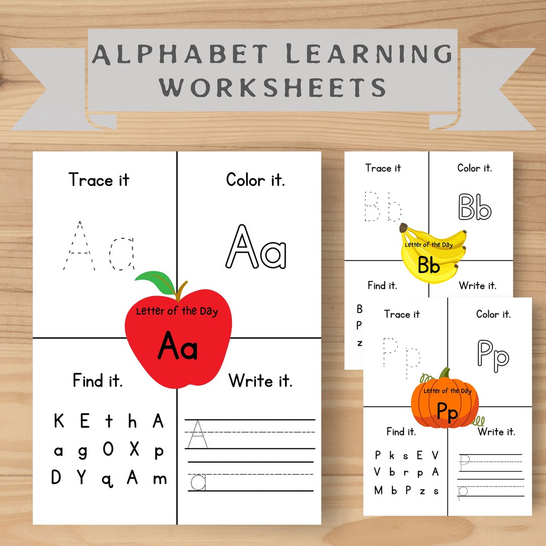 Alphabet Learning Worksheets, Printable A to Z Letter Practice ...