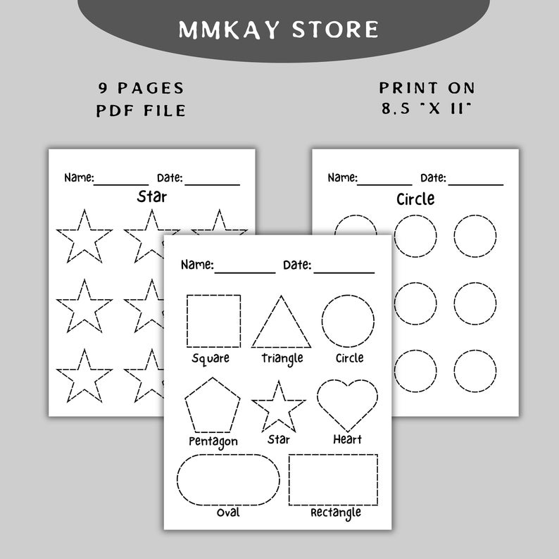 Preschool Shape Tracing, Basic Shape Tracing, Shape Tracing Worksheets ...