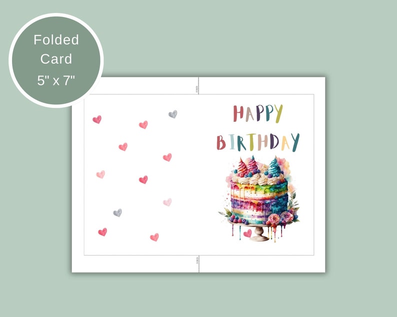 Happy Birthday Printable Card, Instant Download Birthday Greeting, Easy ...