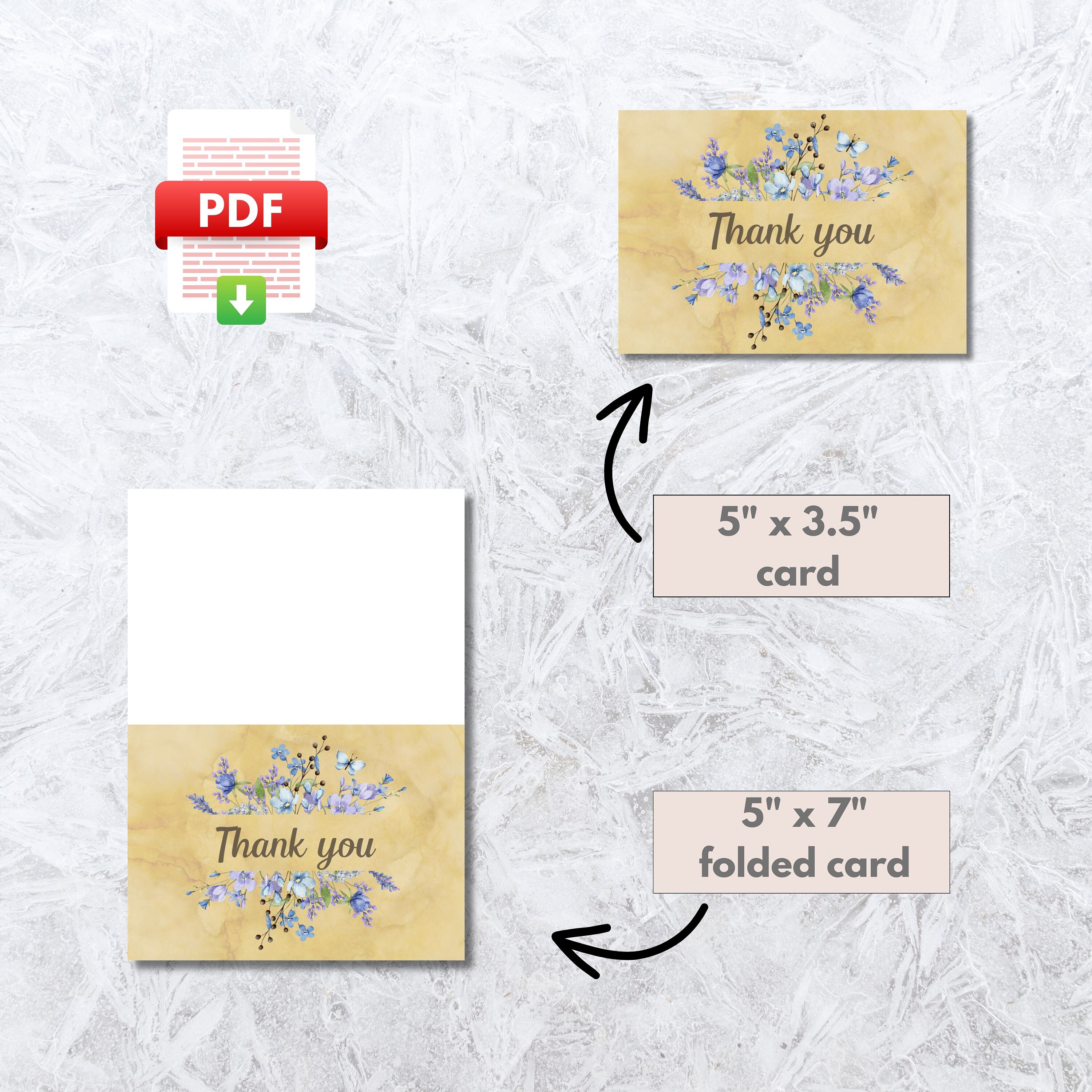Thank You Floral Card Printable, Instant Download, Vibrant Digital ...