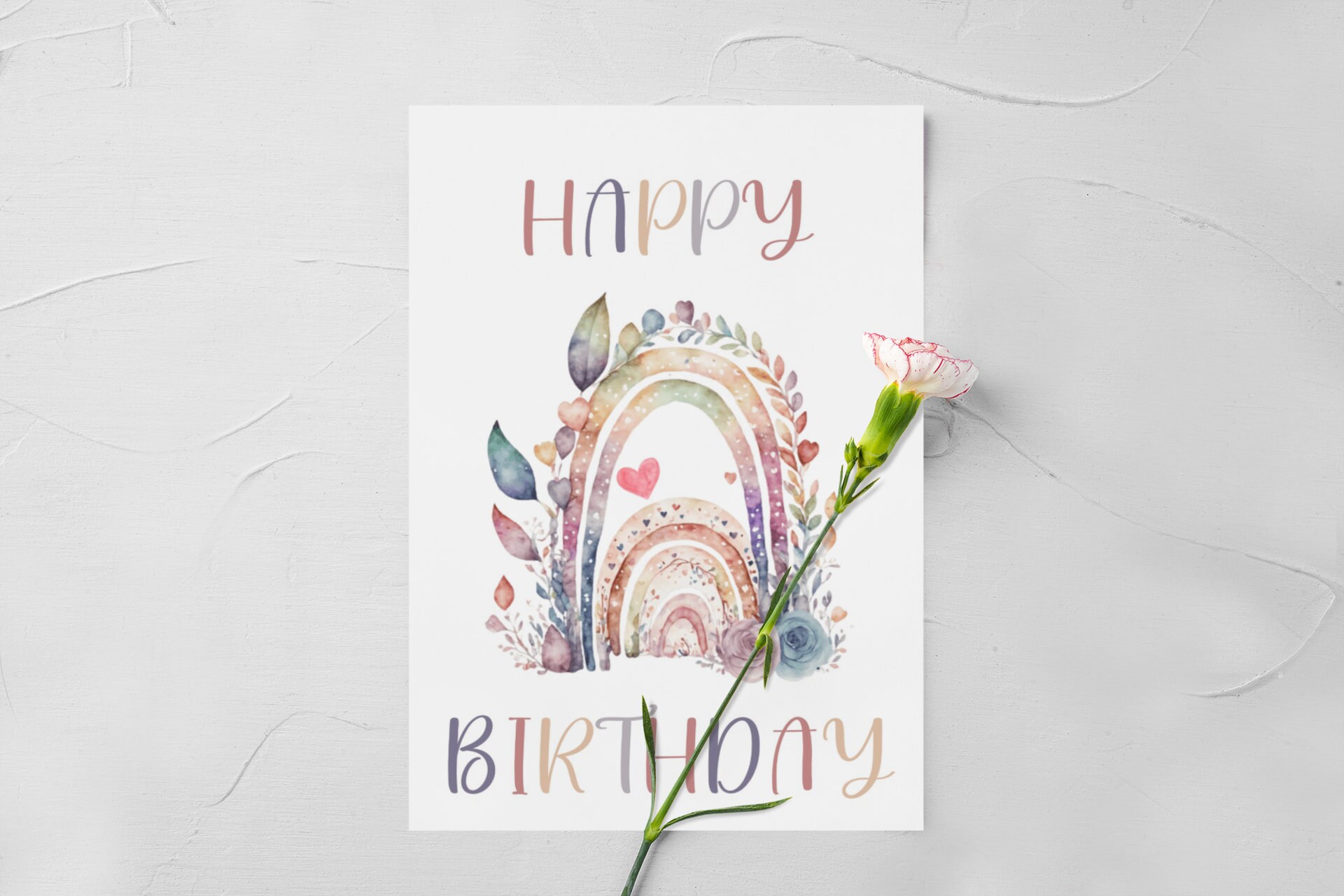 Happy Birthday Rainbow Card Printable, Instant Download, Vibrant ...