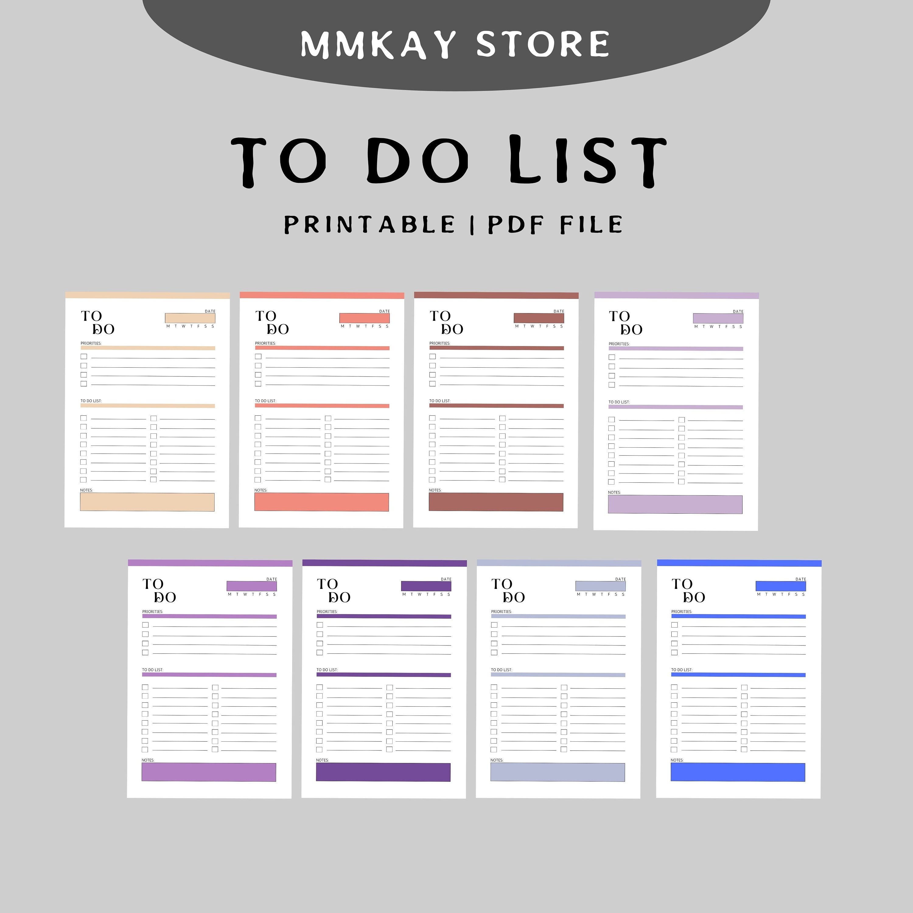 Printable to Do List, Daily & Weekly Task Organizer PDF, Print at Home ...