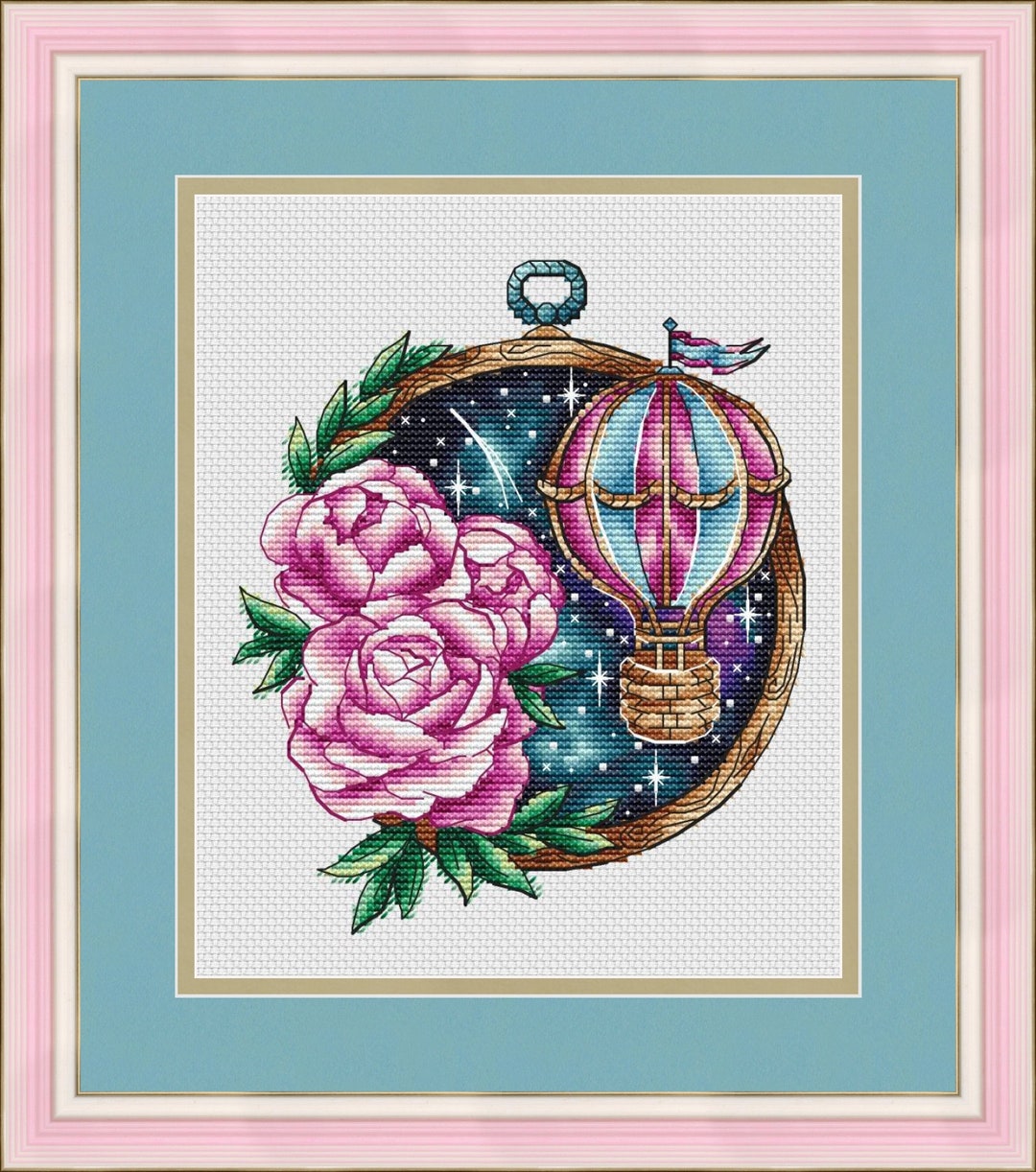 Space Balloon Cross Stitch Pattern Balloon and Flower - Etsy