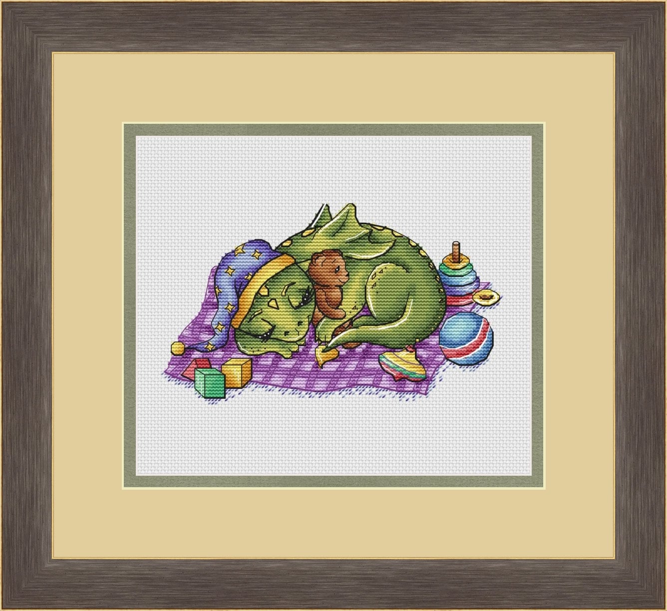 The Sleeping Dragon Cross Stitch Pattern the Green Dragon - Etsy