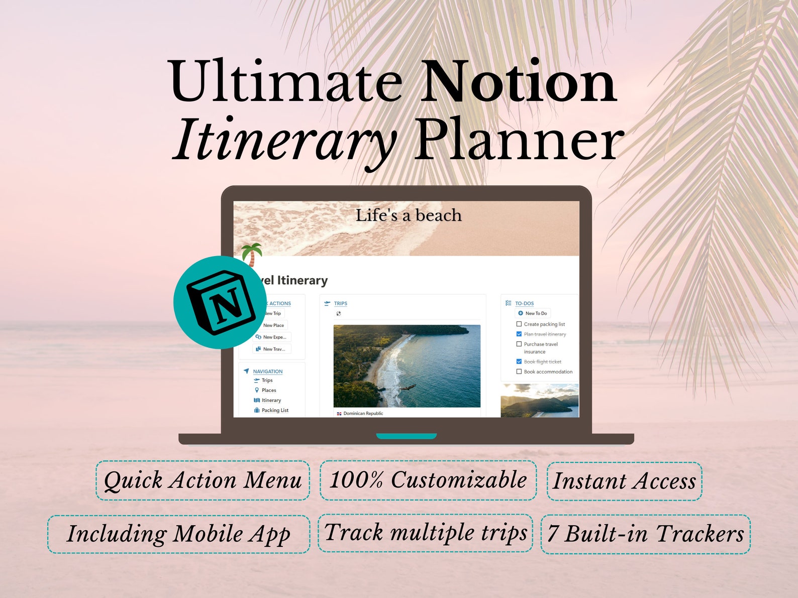 Travel Itinerary Template | Notion Life Planner | Girls Trip Itinerary ...