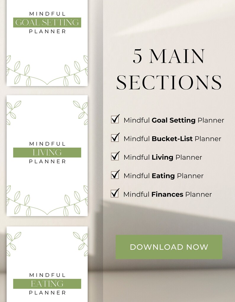 Mindful Planner Printable Workbook Canva Template Goals - Etsy
