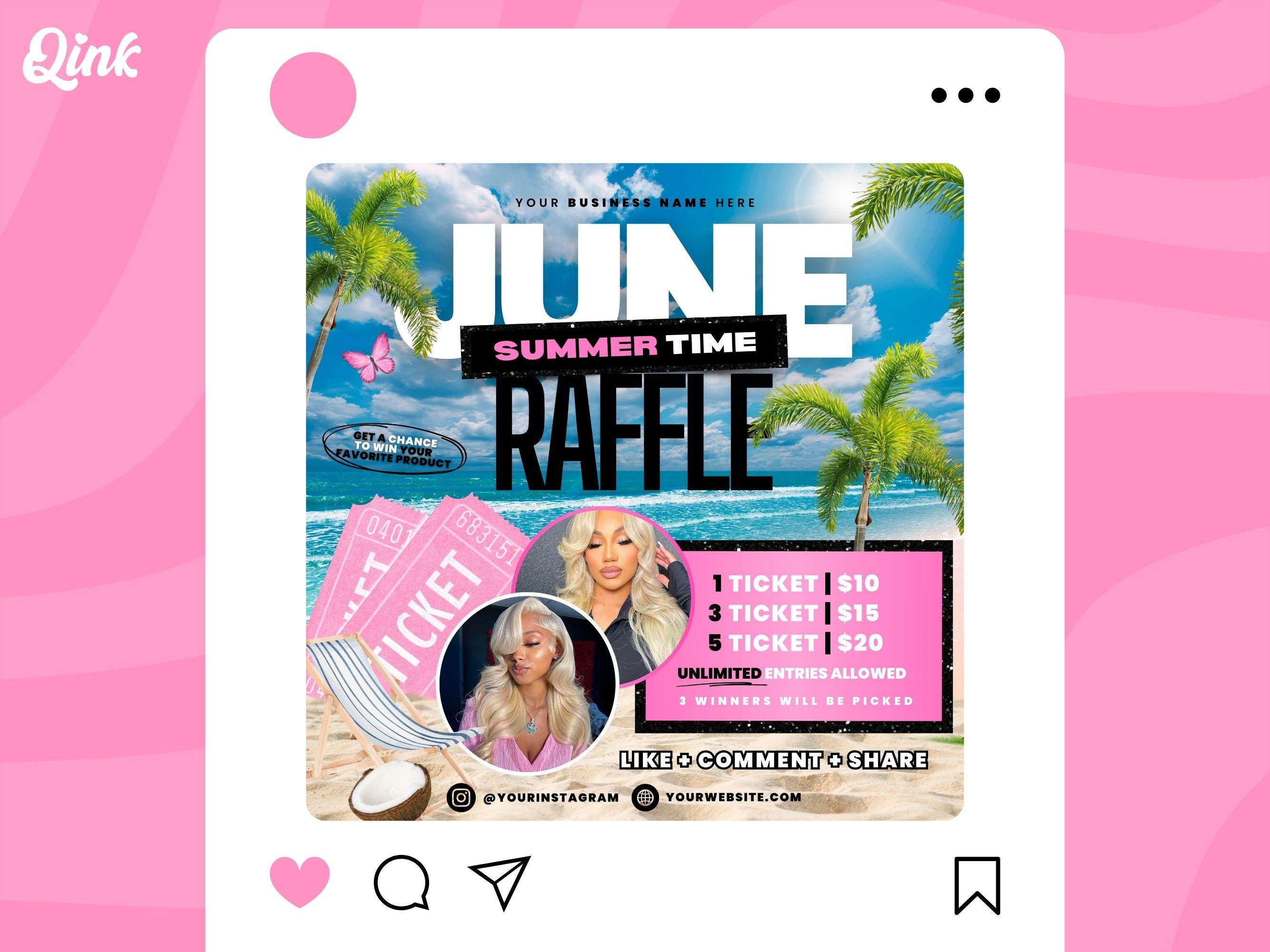 June Raffle Giveaway Flyer, Summer Raffle Giveaway Flyer, June Giveaway ...