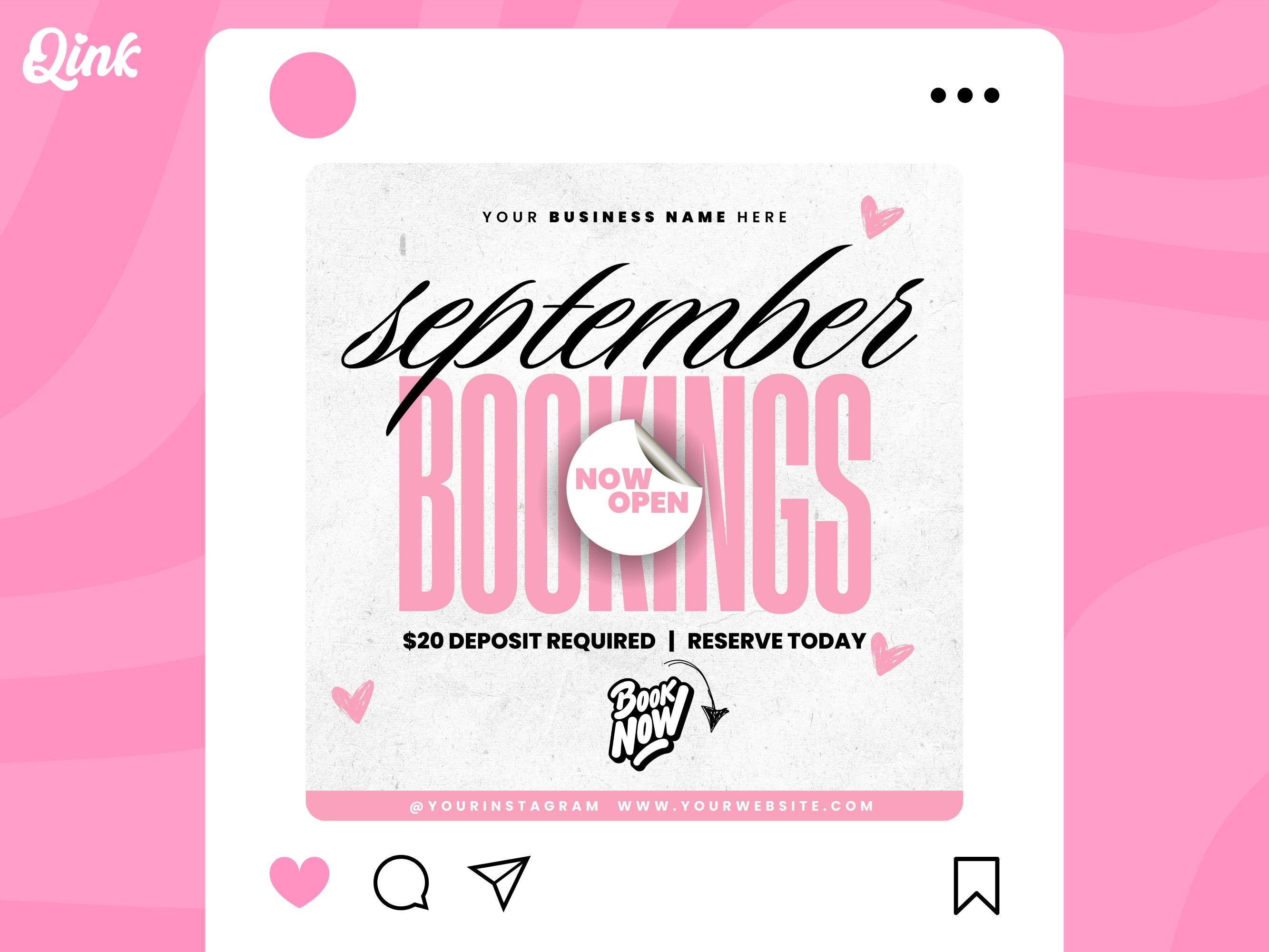 September Booking Flyer, September Bookings Open, Fall Booking Flyer ...