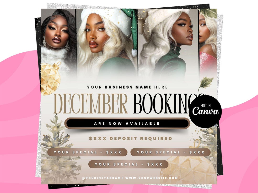 December Bookings, December Booking Flyer, Christmas Booking Flyer ...