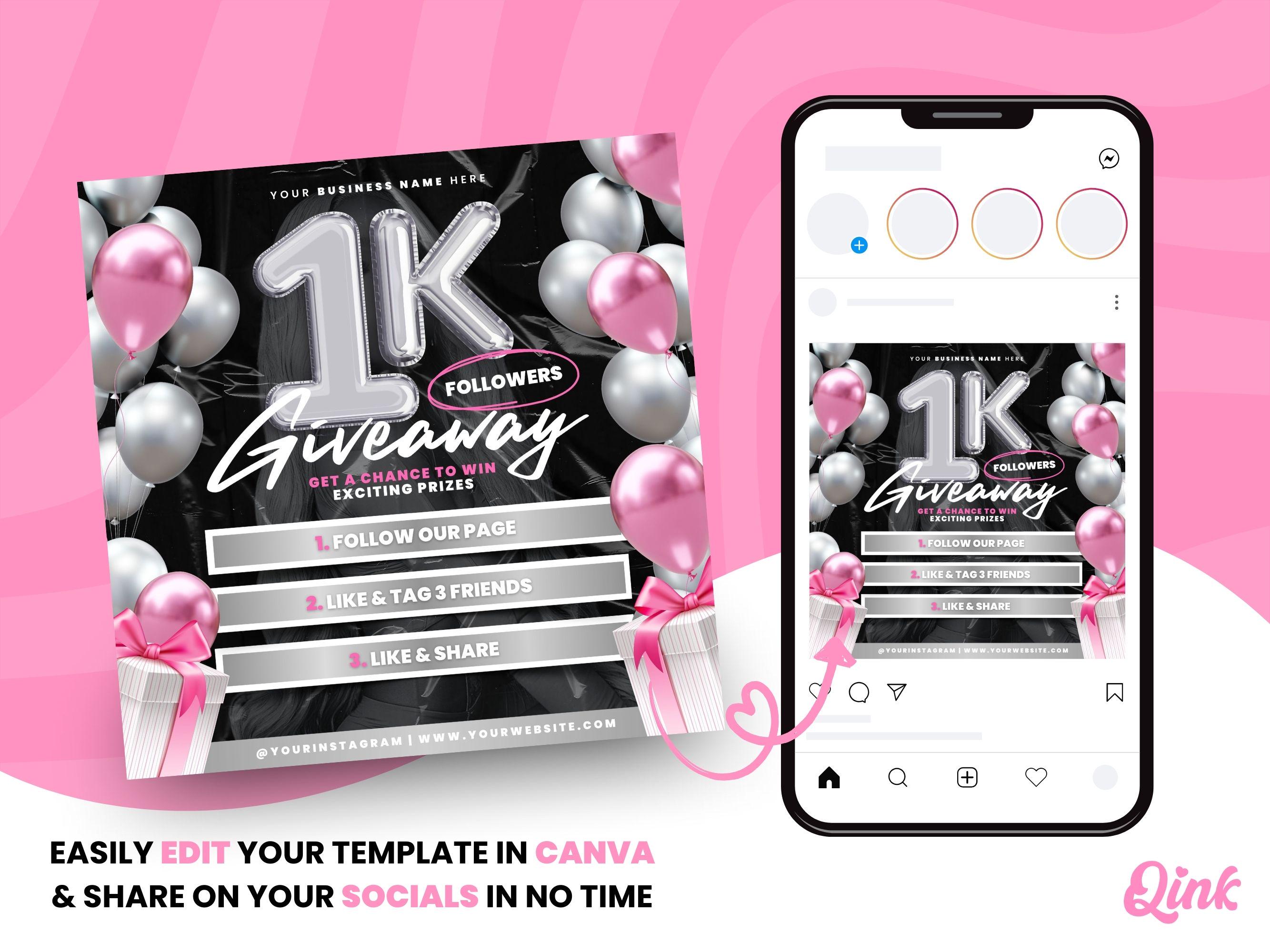 1K Raffle Giveaway Flyer, Raffle Flyer, DIY Giveaway Flyer, Raffle ...