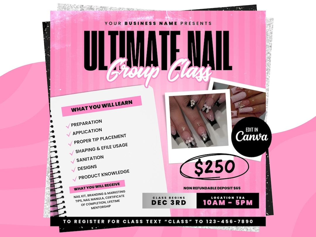 Nail Class Flyer, Nail Course Flyer, DIY Nail Artist Training ...