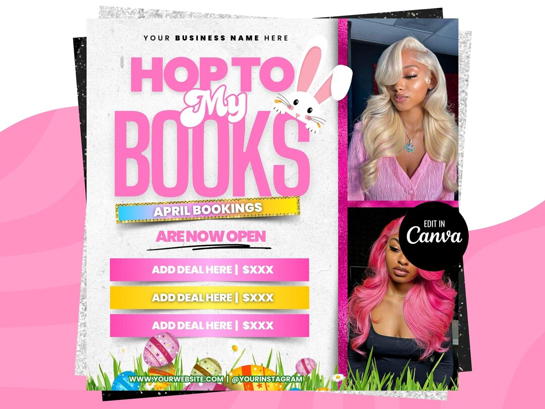 April Booking Flyer, Spring Booking Flyer, Easter Flyer, April Hair ...