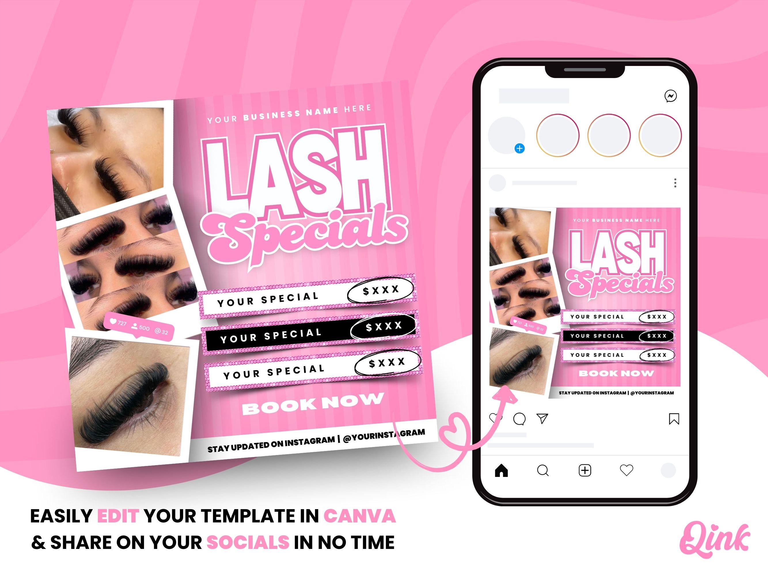 Lash Special Flyer, Lash Deal Flyer, Lash Sale, Lash Extensions Flyer ...