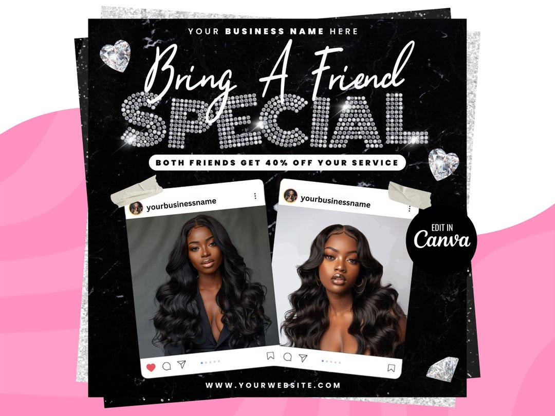Bring a Friend Sale Flyer, Bestfriend Deal, Book Now Flyer, Hair ...