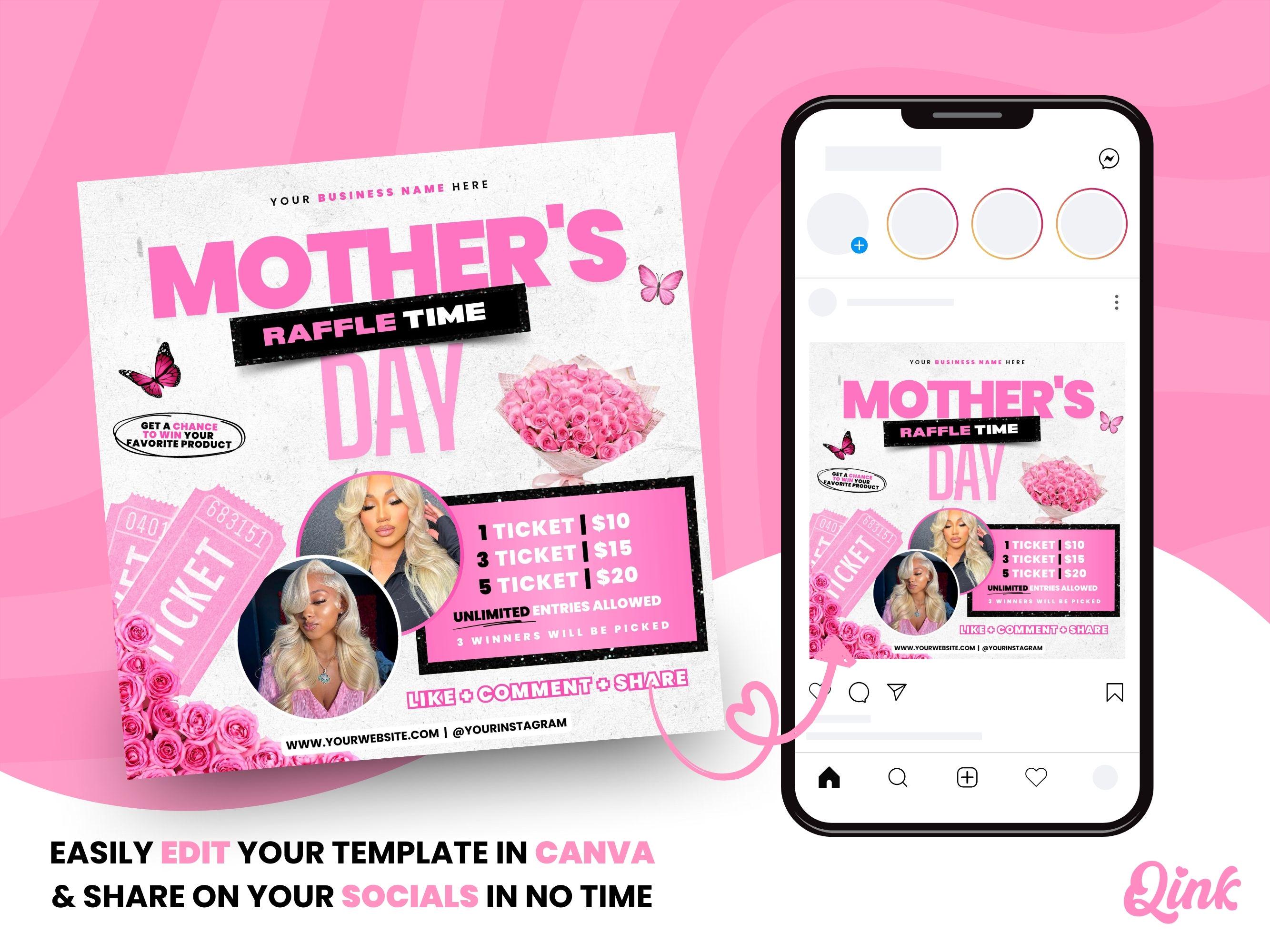 May Raffle Giveaway Flyer, Mothers Day Raffle Giveaway Flyer, May ...