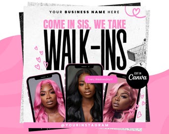 Walk Ins Flyer, Walk in Welcome Flyer Walk in Wednesday, Hair Booking ...