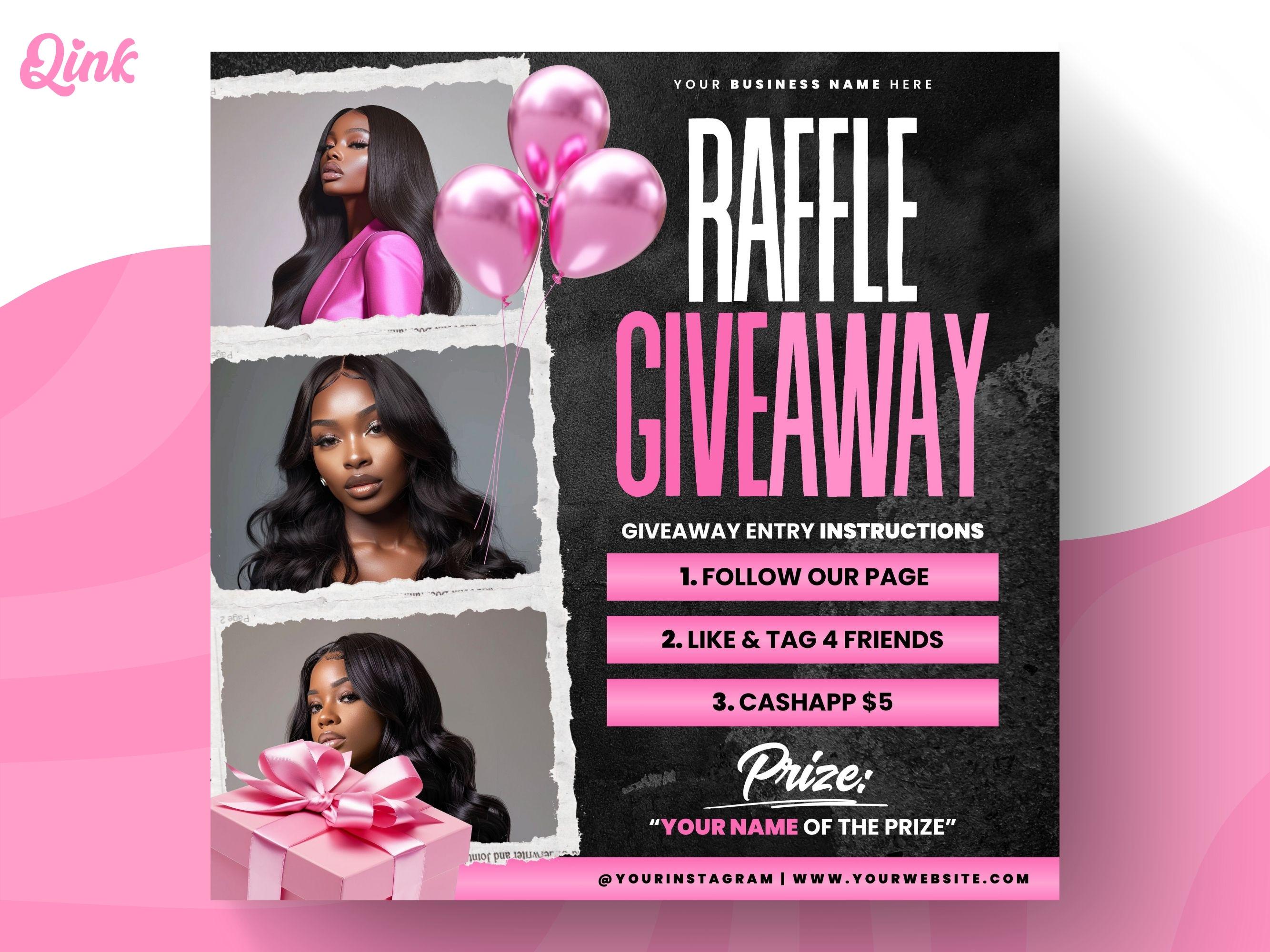 Raffle Giveaway Flyer, Raffle Flyer, DIY Giveaway Flyer, Raffle Ticket ...