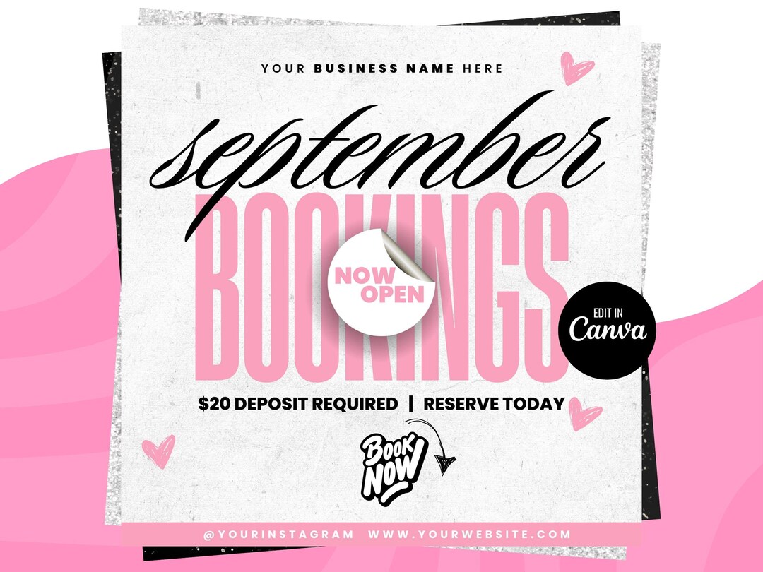 September Booking Flyer, September Bookings Open, Fall Booking Flyer ...