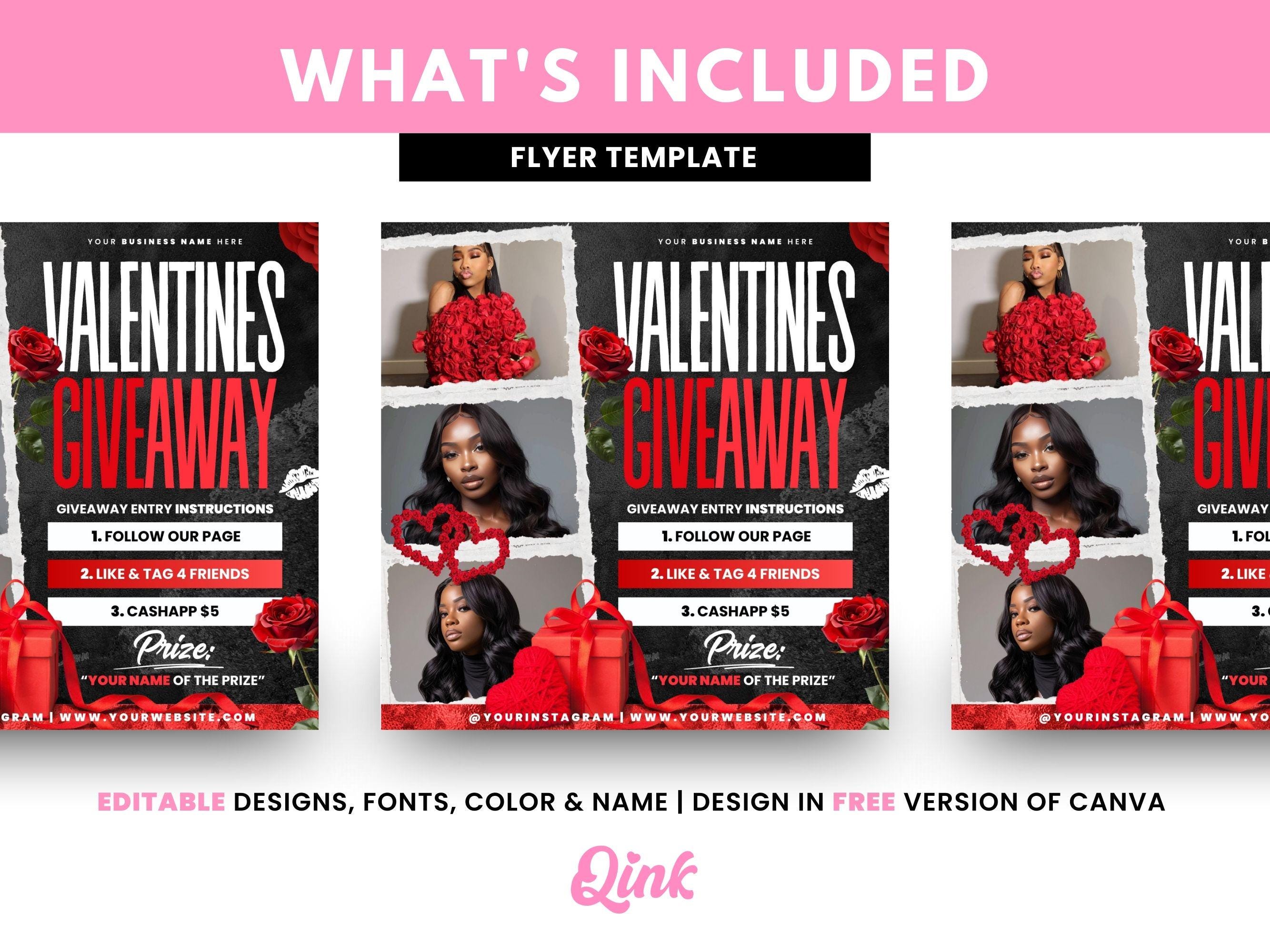 February Raffle Giveaway Flyer, Valentine’s Day Raffle Flyer ...