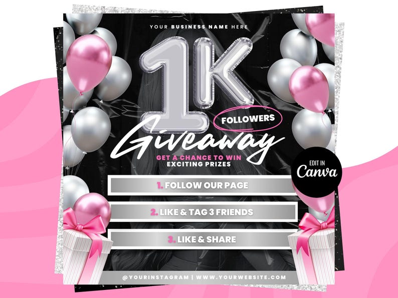 1K Raffle Giveaway Flyer, Raffle Flyer, DIY Giveaway Flyer, Raffle ...
