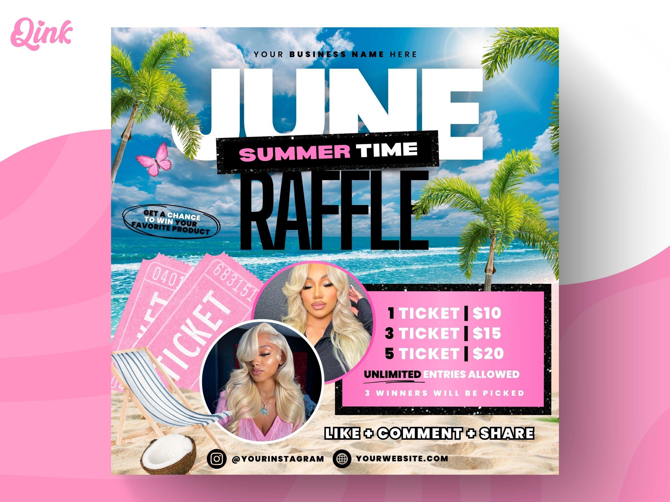 June Raffle Giveaway Flyer, Summer Raffle Giveaway Flyer, June Giveaway ...