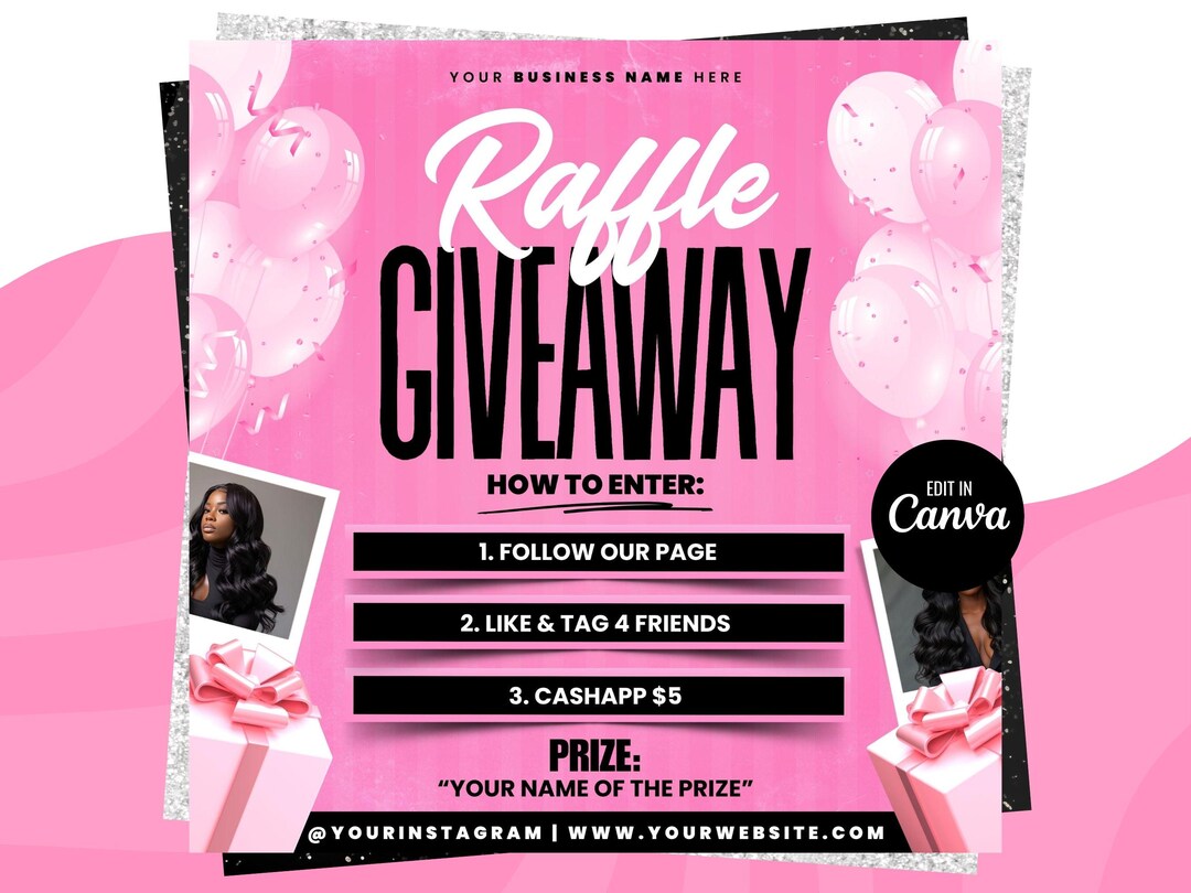 Raffle Giveaway Flyer, Raffle Flyer, DIY Giveaway Flyer, Raffle Ticket ...
