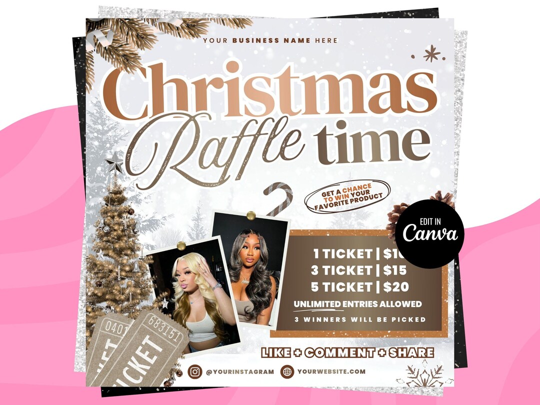 Christmas Raffle Giveaway Flyer, December Raffle Giveaway Flyer, Winter ...