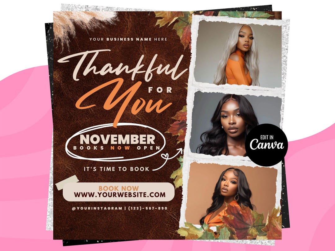 November Booking Flyer, November Books Are Open, November Hair Flyer ...