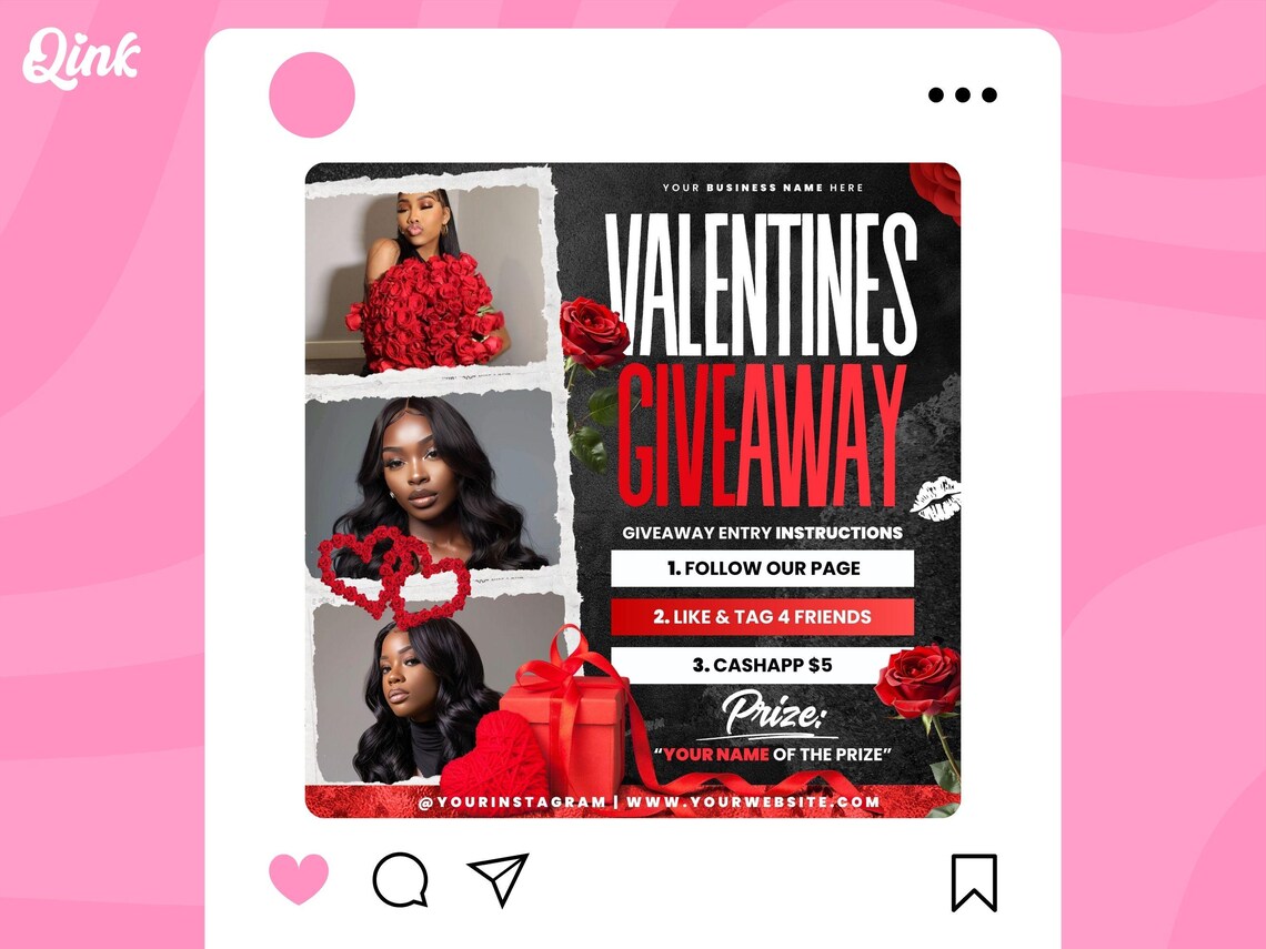February Raffle Giveaway Flyer, Valentine’s Day Raffle Flyer ...