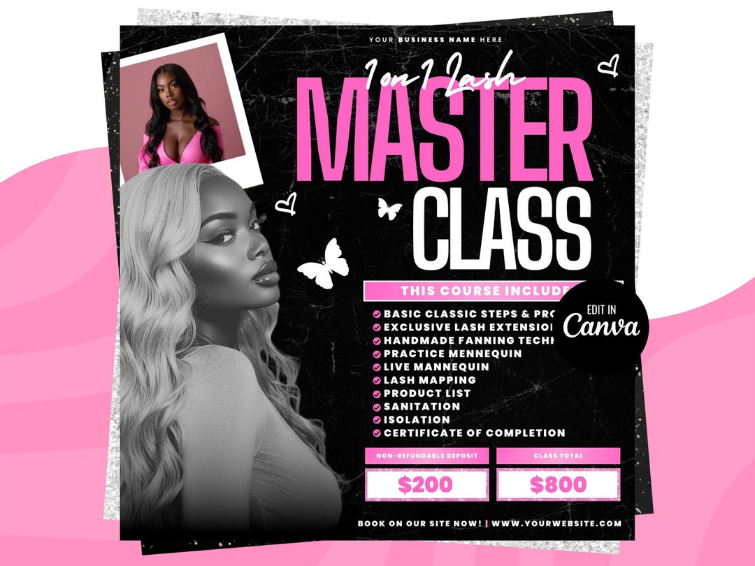 Lash Class Flyer Template, Lash Masterclass, Lash Course Flyer, Lash ...
